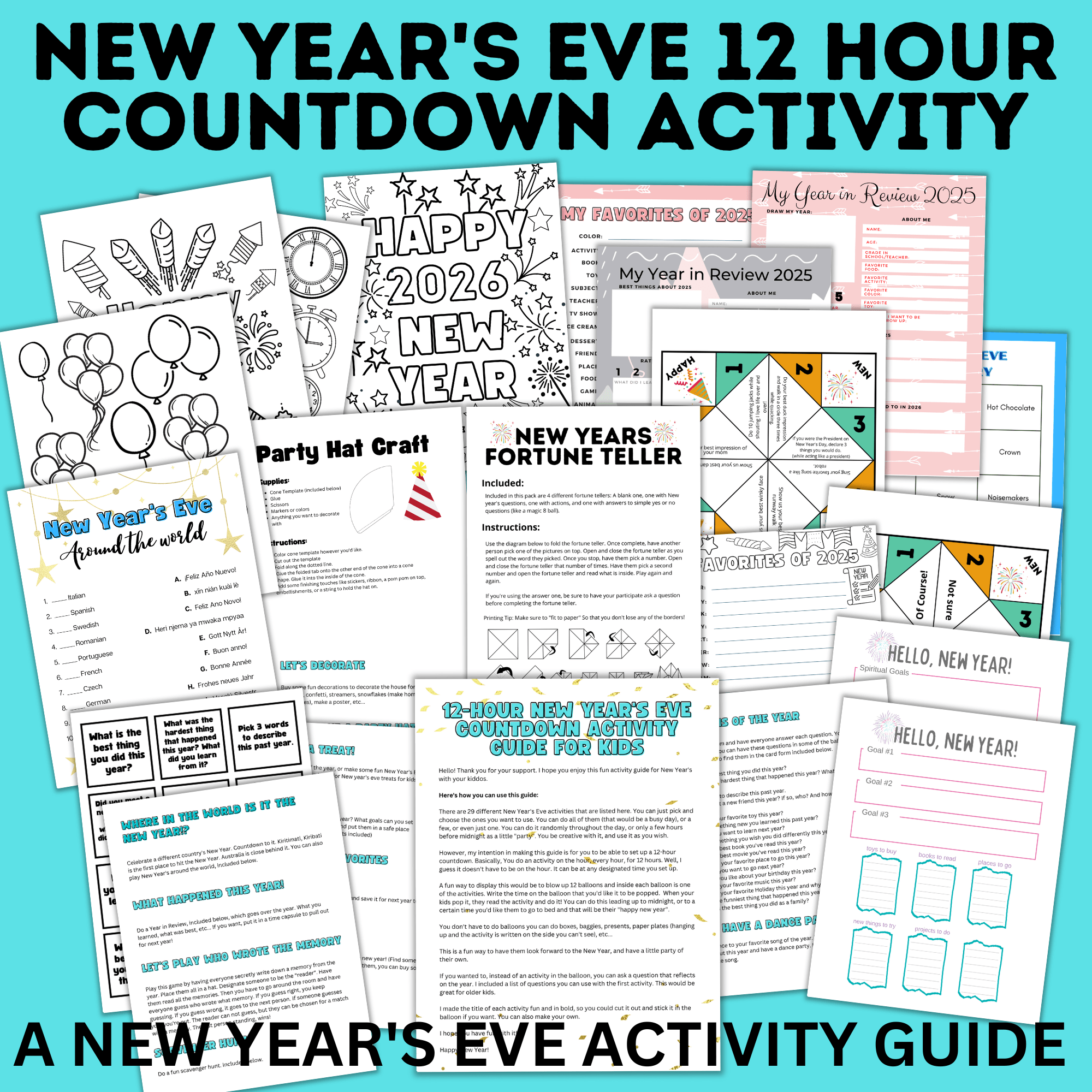 New Year's Eve 12-Hour Countdown Activity for Kids | NYE Games | Kids ...