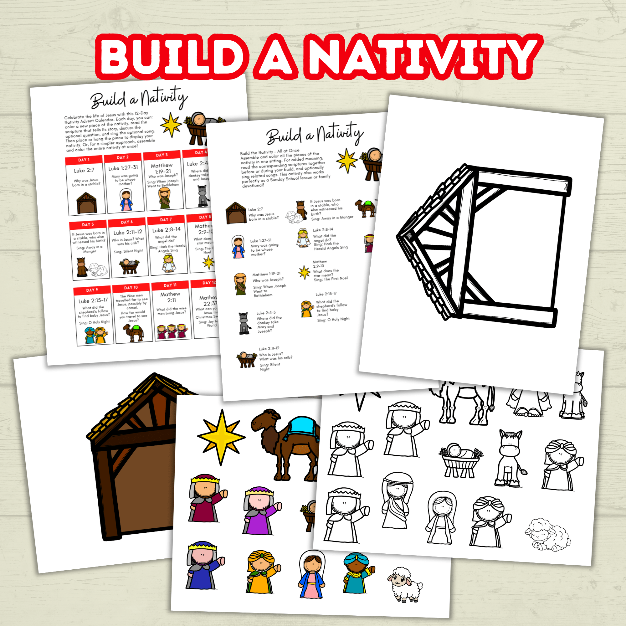 Build a Paper Christmas Nativity Scene Activity Printable for Kids ...