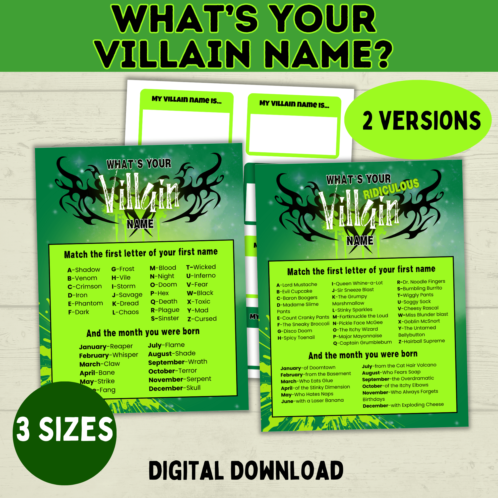 What's Your Villain Name Game? Kid's Birthday Party Games | Halloween ...