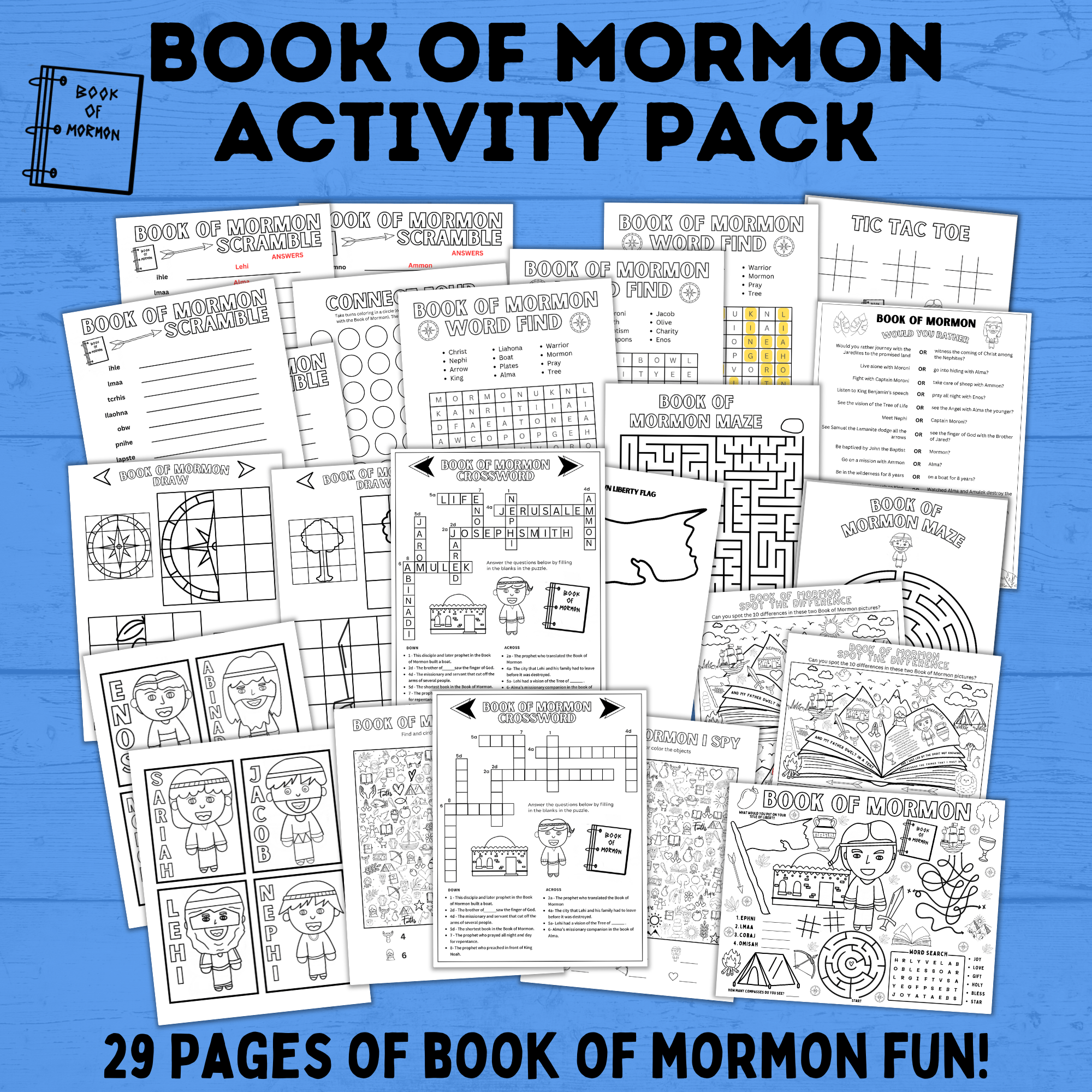 Book of Mormon Activity Pack for Kids | Book of Mormon Crafts | Book o ...