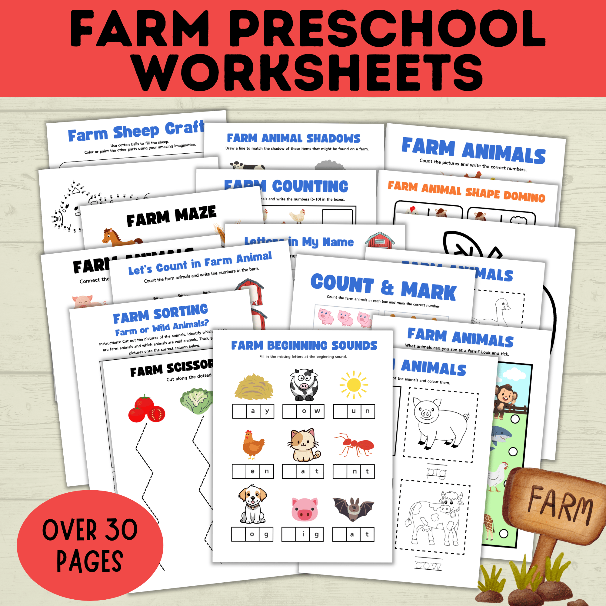 Farm Preschool Worksheets | Farm Activity | Farm Printables | Counting ...