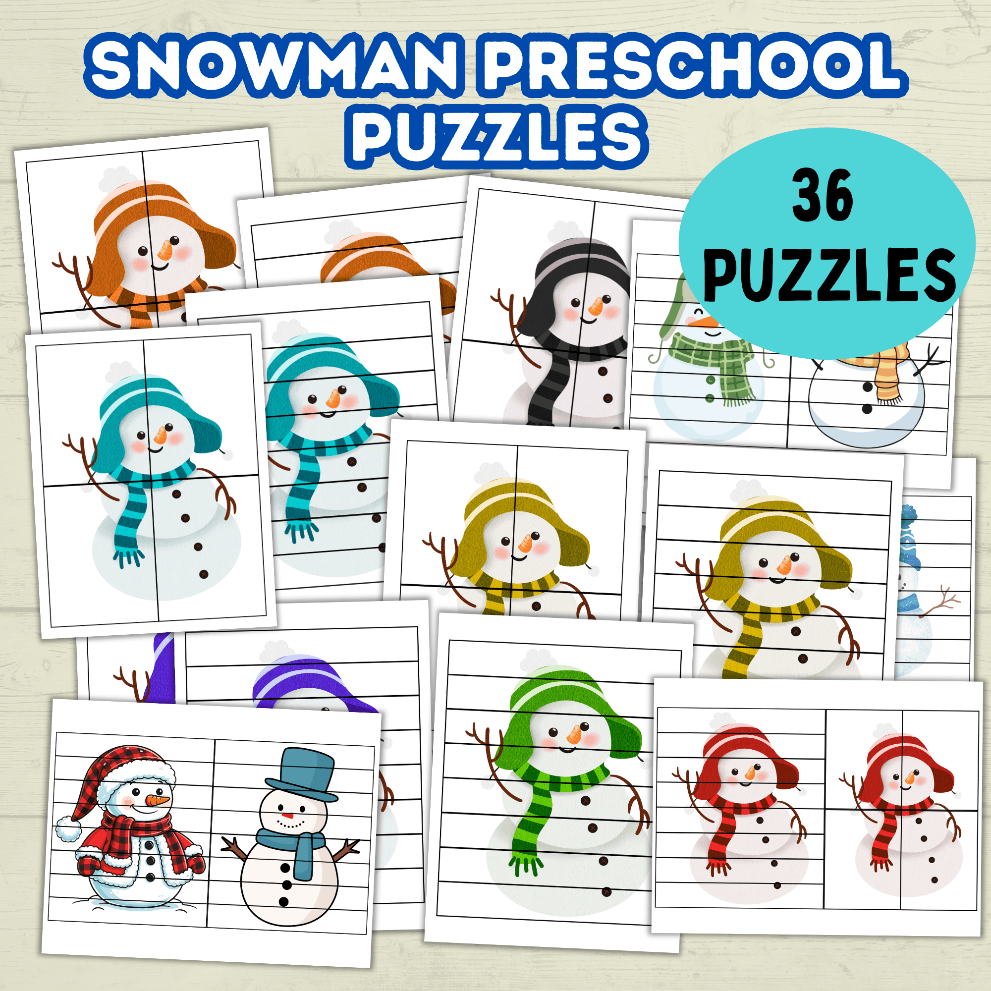 Fun Snowman Preschool Puzzles for Toddlers, Winter Holiday Activities ...