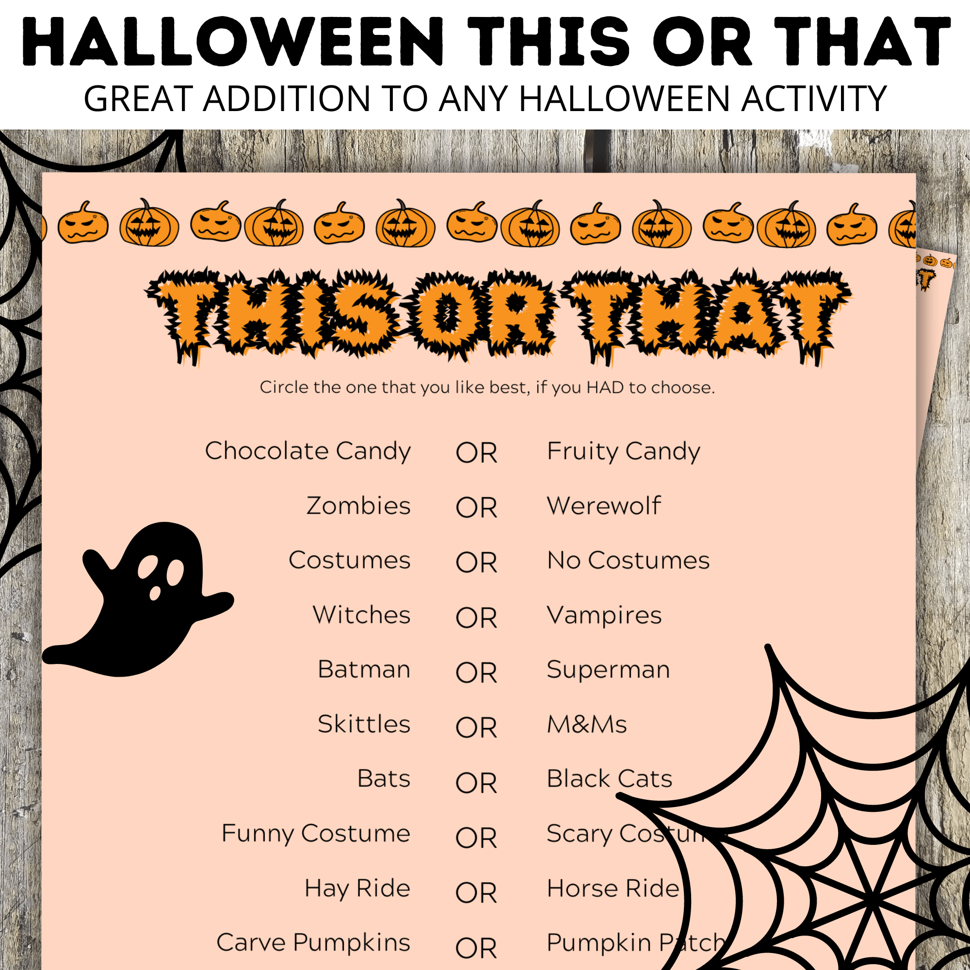 Halloween This or That Game for Kids – Paper Scissors Craft Blog
