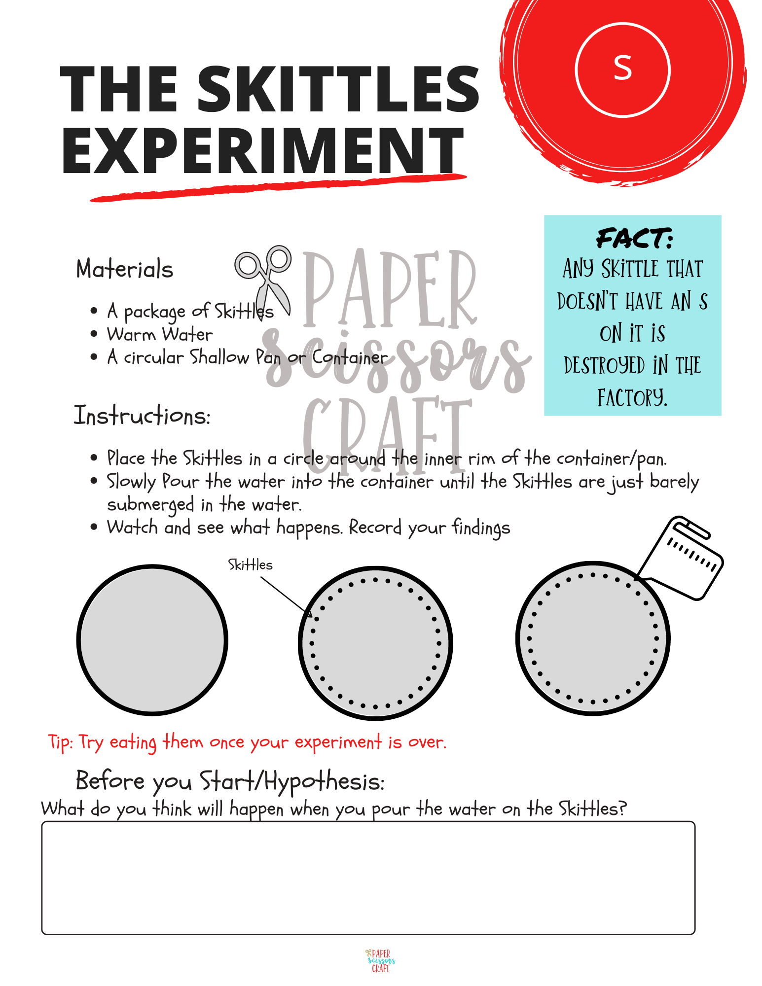 The Scientific Method: The Skittles Experiment – Paper Scissors Craft Blog