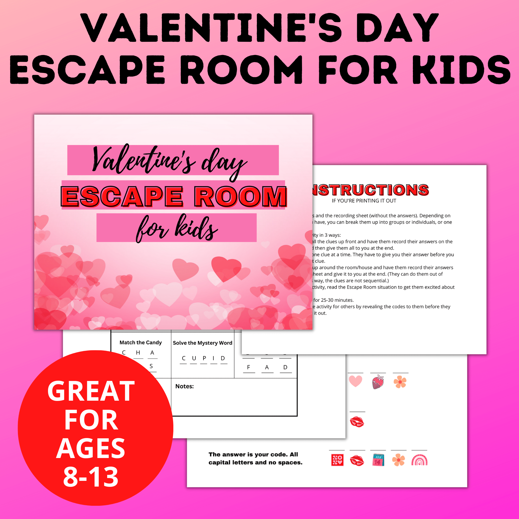 Valentine's Day Escape Room for Kids | Kids Games | Classroom Games ...
