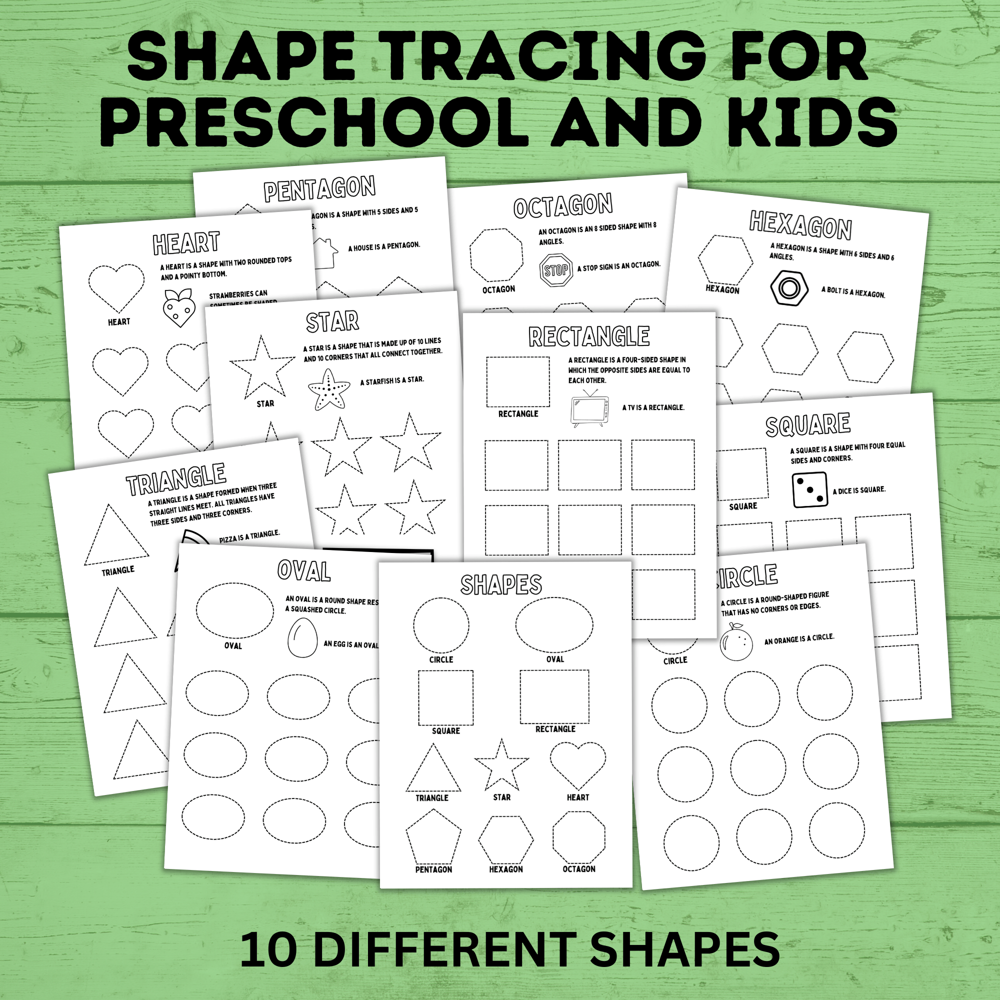 Preschool Shapes Tracing Worksheet | Preschool Worksheets | Preschool ...