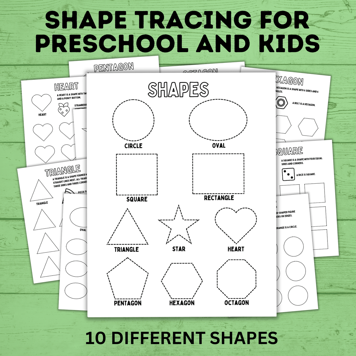 Preschool Shapes Tracing Worksheet | Preschool Worksheets | Preschool ...