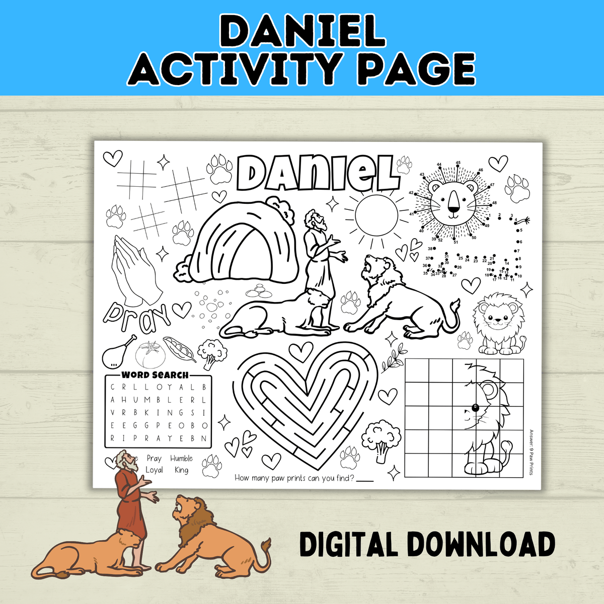 Bible Activity Page | Activity Sheet | Daniel in the Lion's Den | Lion ...
