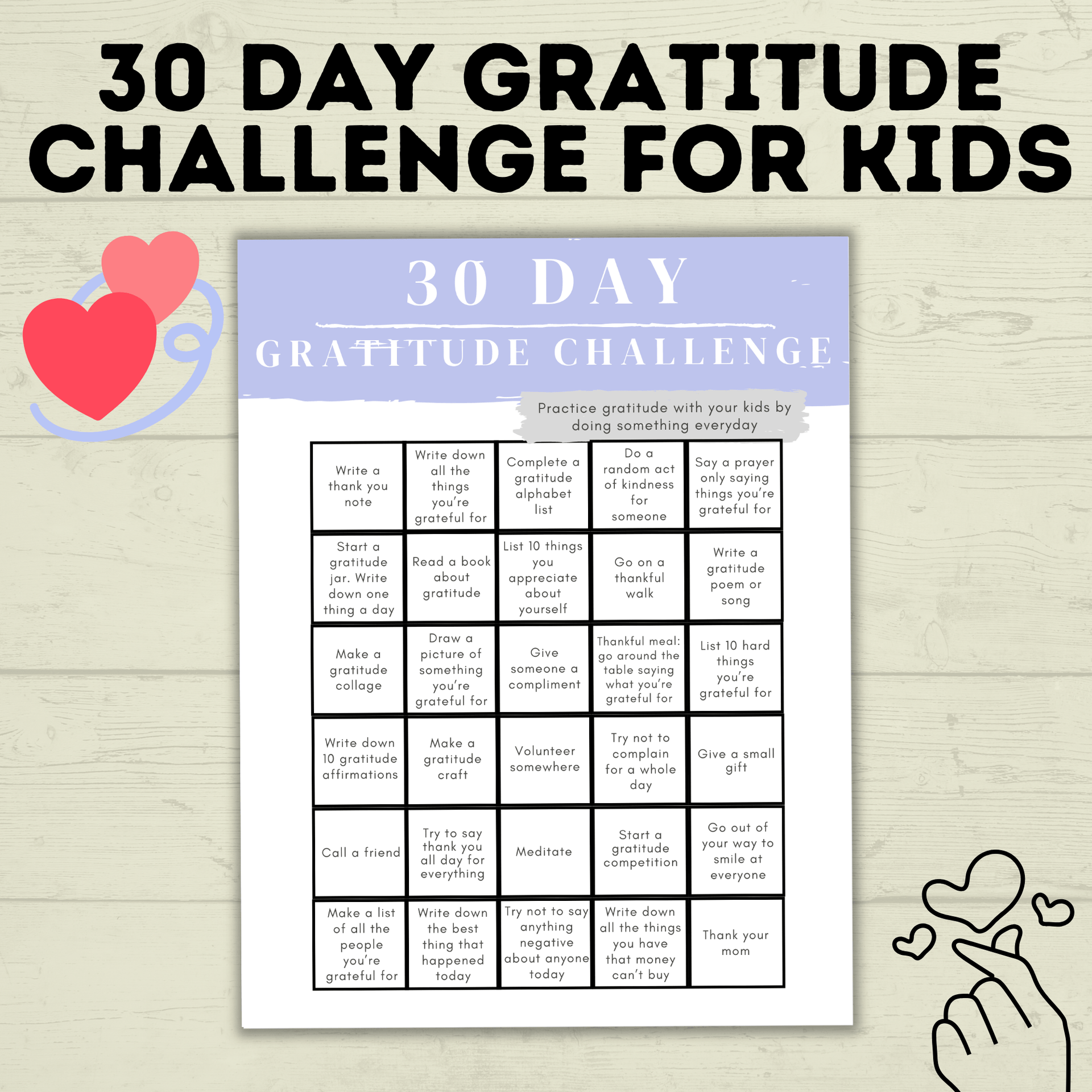 Gratitude Challenge for Kids | Gratitude Activity | Thankfulness Activ ...