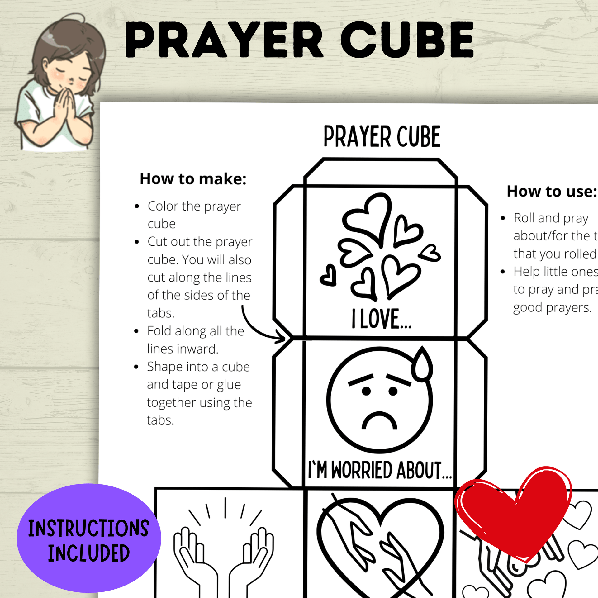 Prayer Cube Craft | Prayer Activities | Kids Crafts – Paper Scissors ...