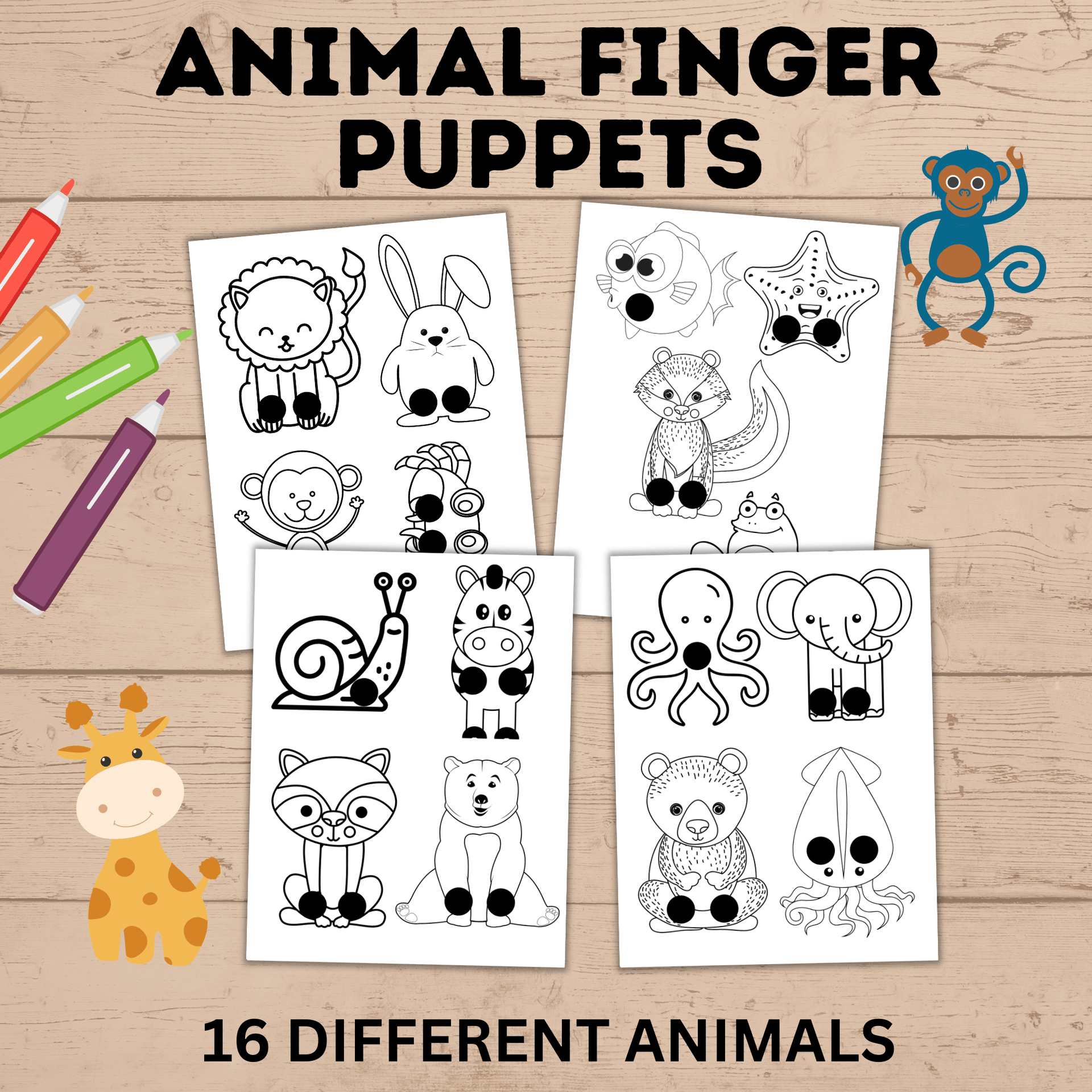Animal Finger Puppets for Kids – Paper Scissors Craft Blog