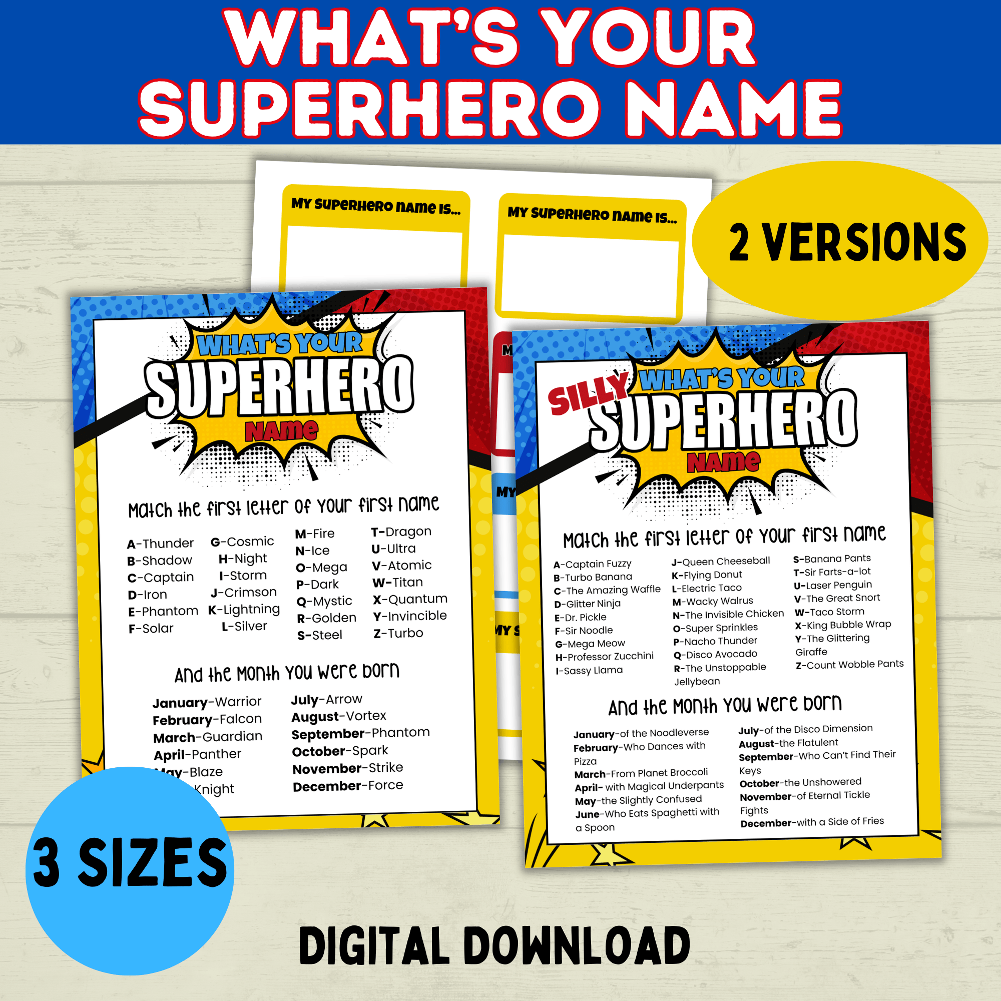 Superhero Name Game Printable Instant Digital Download | Superhero Par ...