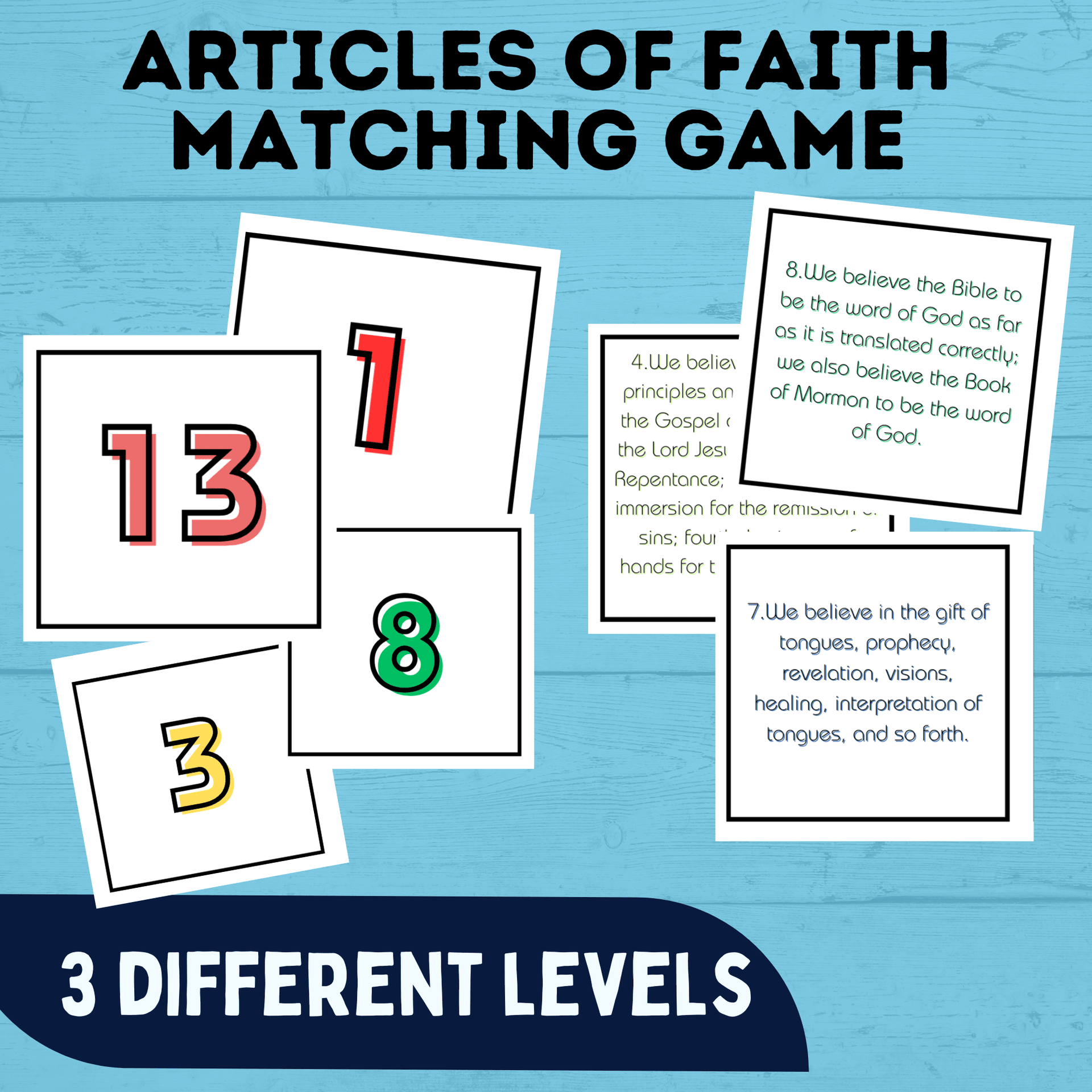 Articles of Faith Matching Game for Families | FHE Game | Articles of ...