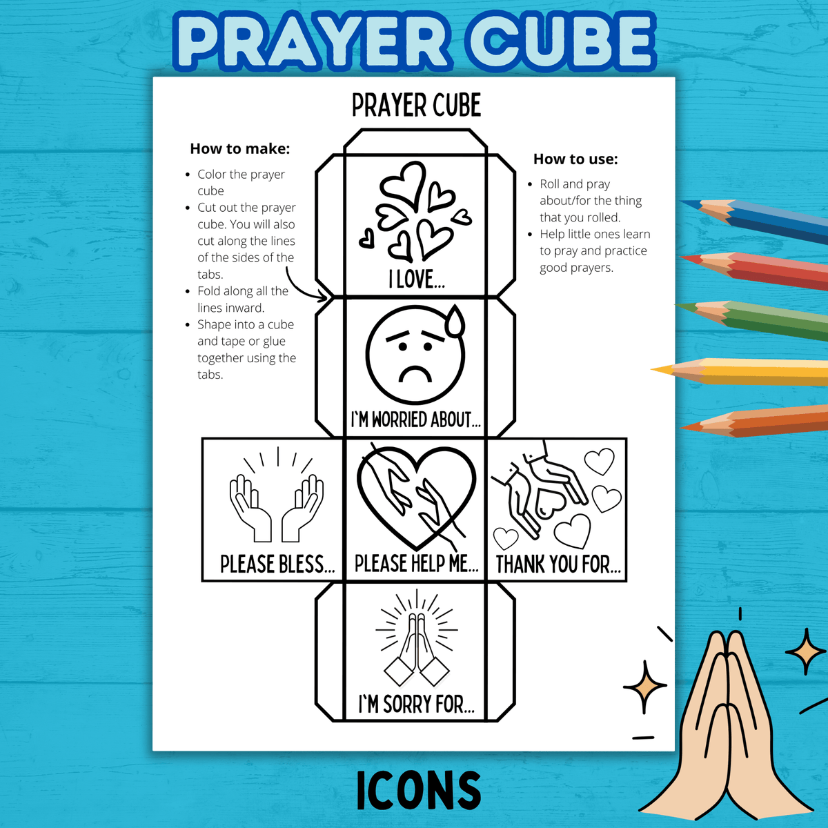 Prayer Cube Craft | Prayer Activities | Kids Crafts – Paper Scissors ...