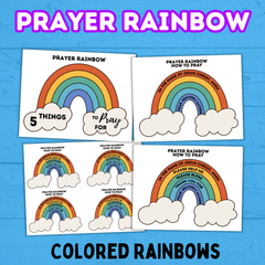 Kids Rainbow Prayer Craft Template, Bible Coloring Page, Activity Shee ...