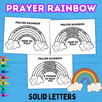 Kids Rainbow Prayer Craft Template, Bible Coloring Page, Activity Shee ...