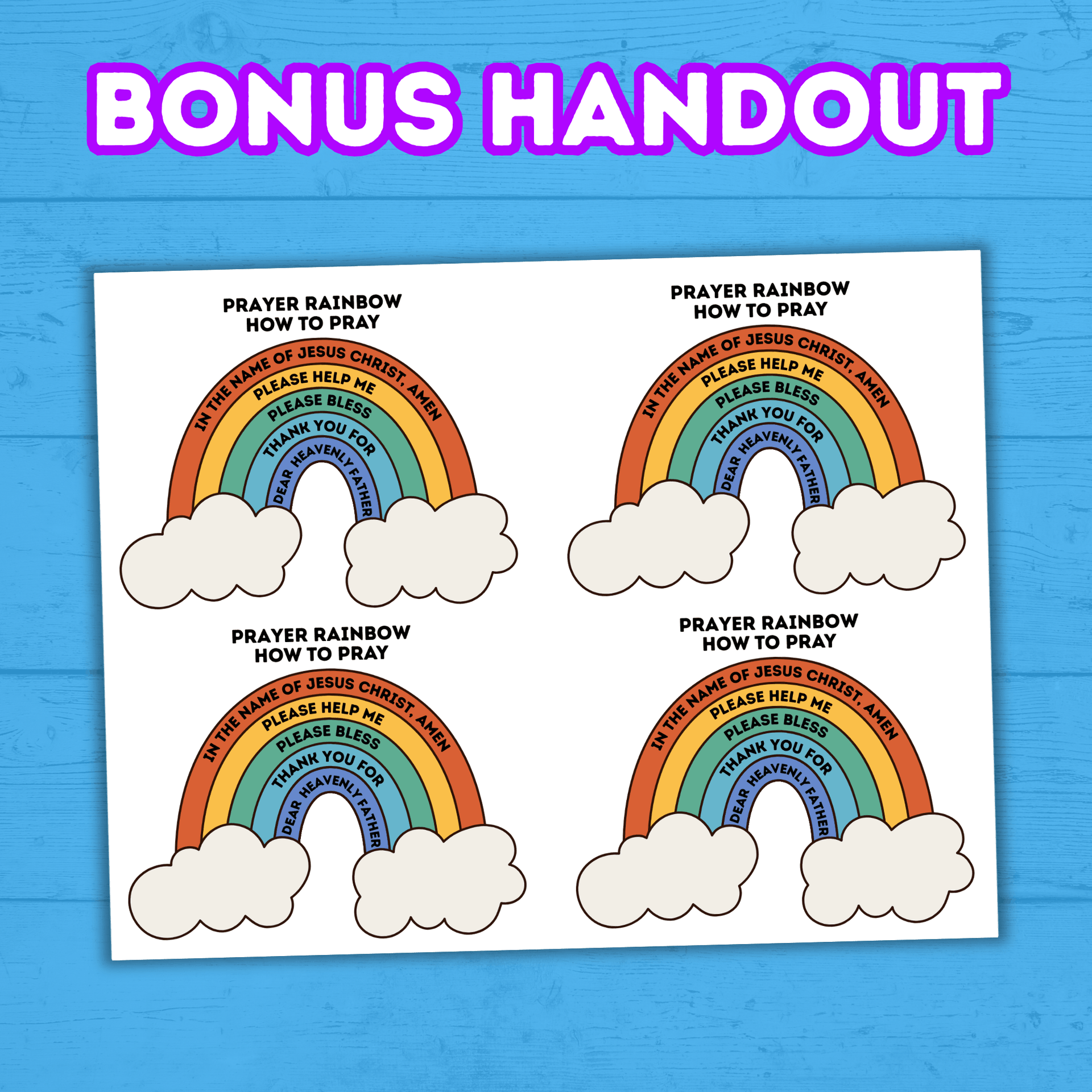 Kids Rainbow Prayer Craft Template, Bible Coloring Page, Activity Shee ...