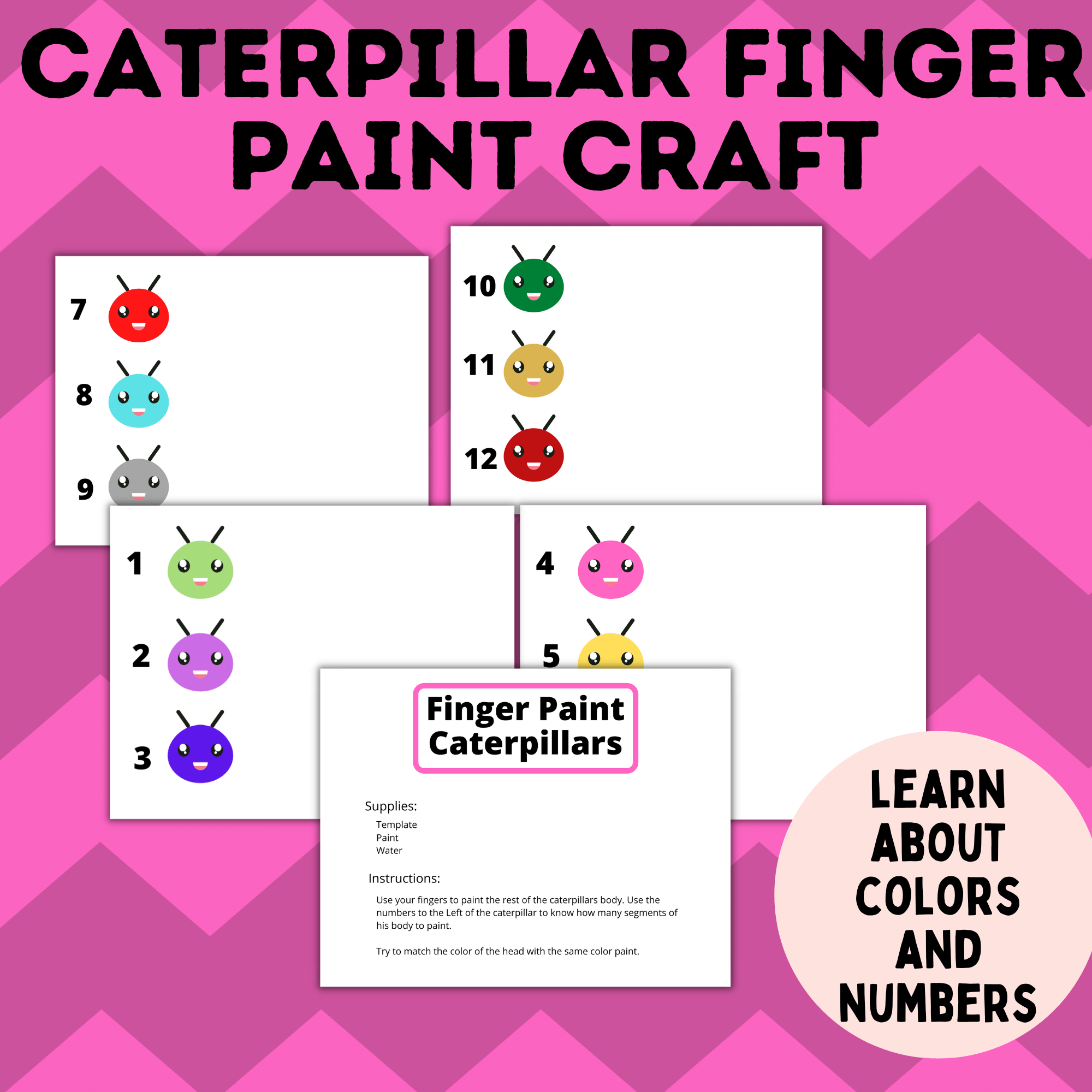 Caterpillar Finger Paint Numbers Template – Paper Scissors Craft Blog