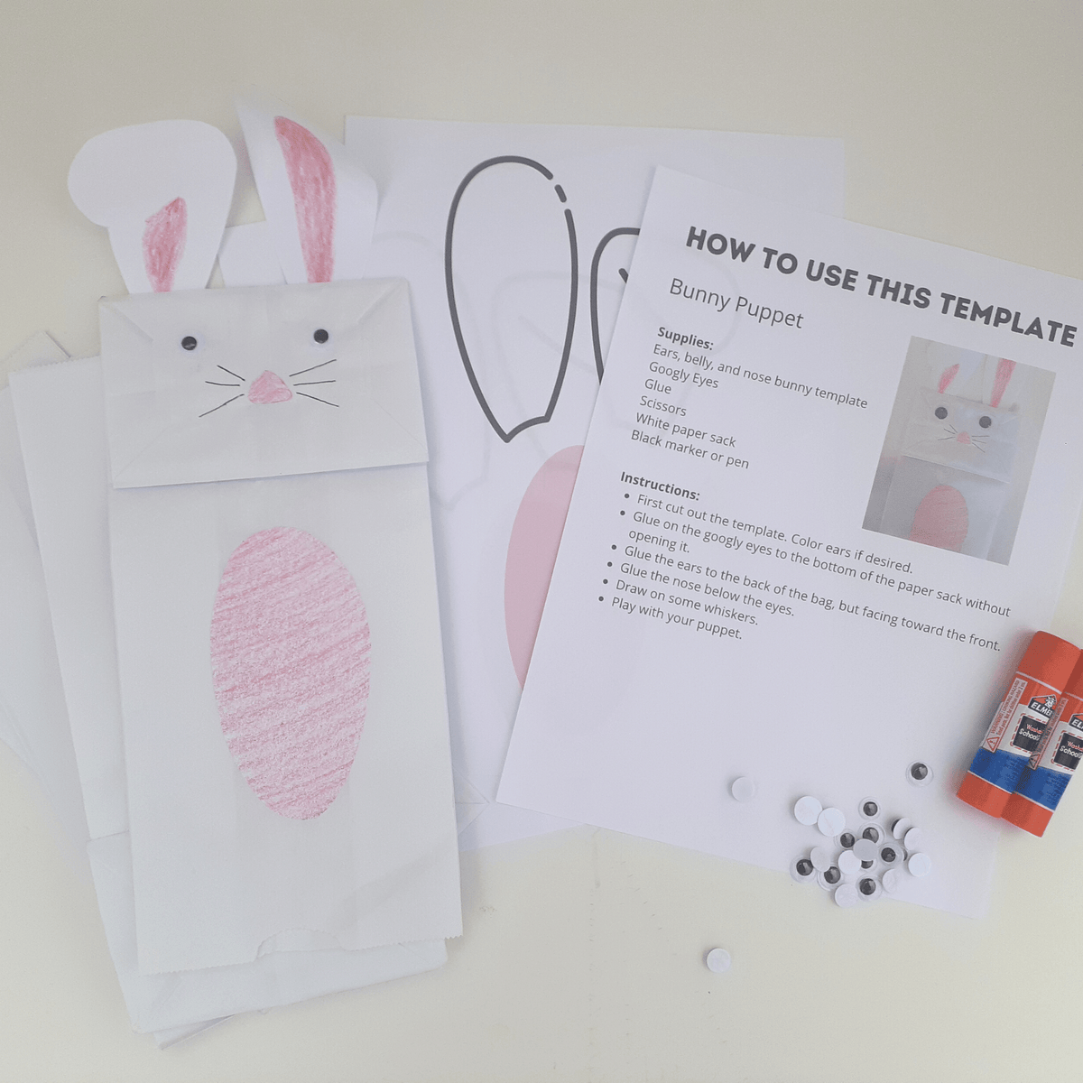 FREE Easter Bunny Puppet Template – Paper Scissors Craft Blog